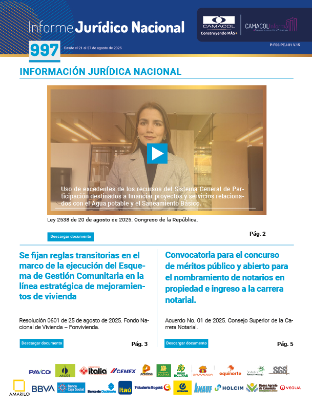 Informe Jurídico 997 | Camacol - Cámara Colombiana de la Construcción